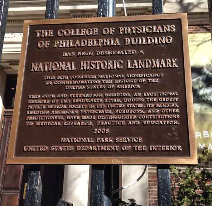 This National Historic Landmark plaque doesn't mention that it's also home to some of America's most fascinating medical oddities inside.