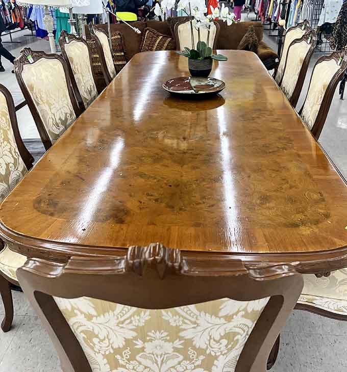 This dining set seats eight comfortably and costs less than taking those eight people out to dinner once.