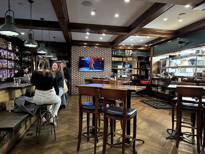 Exposed brick and warm lighting create the kind of atmosphere where good meals become great memories.