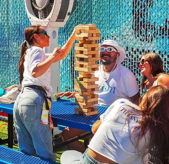 Giant Jenga where the stakes are high, the blocks are huge, and your competitive spirit finally has somewhere to shine.
