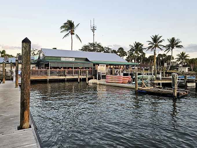 Waterfront dining where boats bob nearby and your biggest decision involves seafood versus something else.
