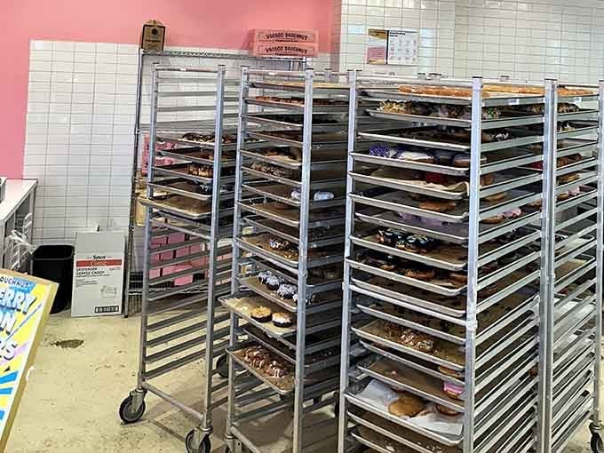 Those racks hold enough variety to make every visit feel like the first time, assuming your memory survives the sugar rush.