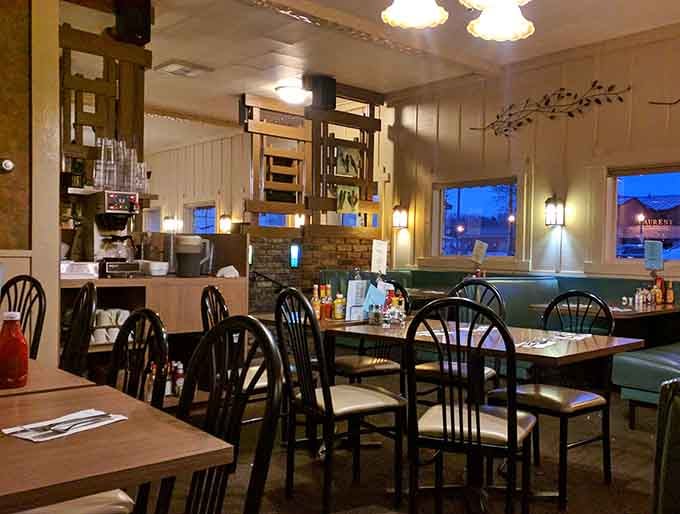 Evening light fills the dining room where locals have been sharing meals and stories for generations now.