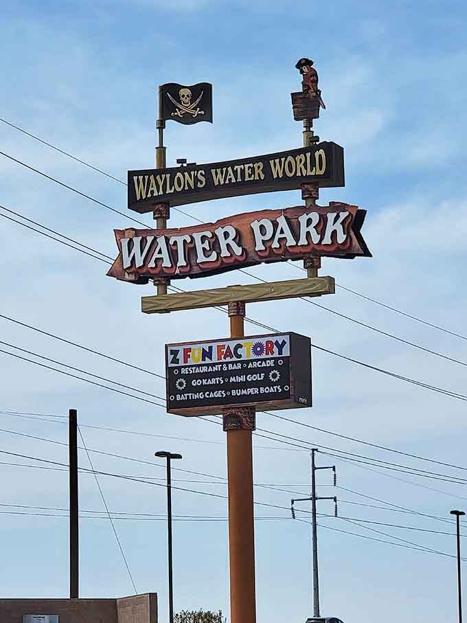 That pirate flag and weathered signage welcome you like an old friend who knows how to party.