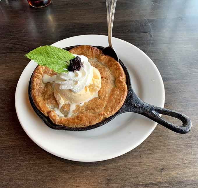 That skillet cobbler with ice cream is the warm hug your taste buds deserve after an incredible seafood feast.