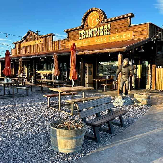 Frontier's rustic charm and outdoor seating create the perfect spot for unwinding with good company and cold beverages.