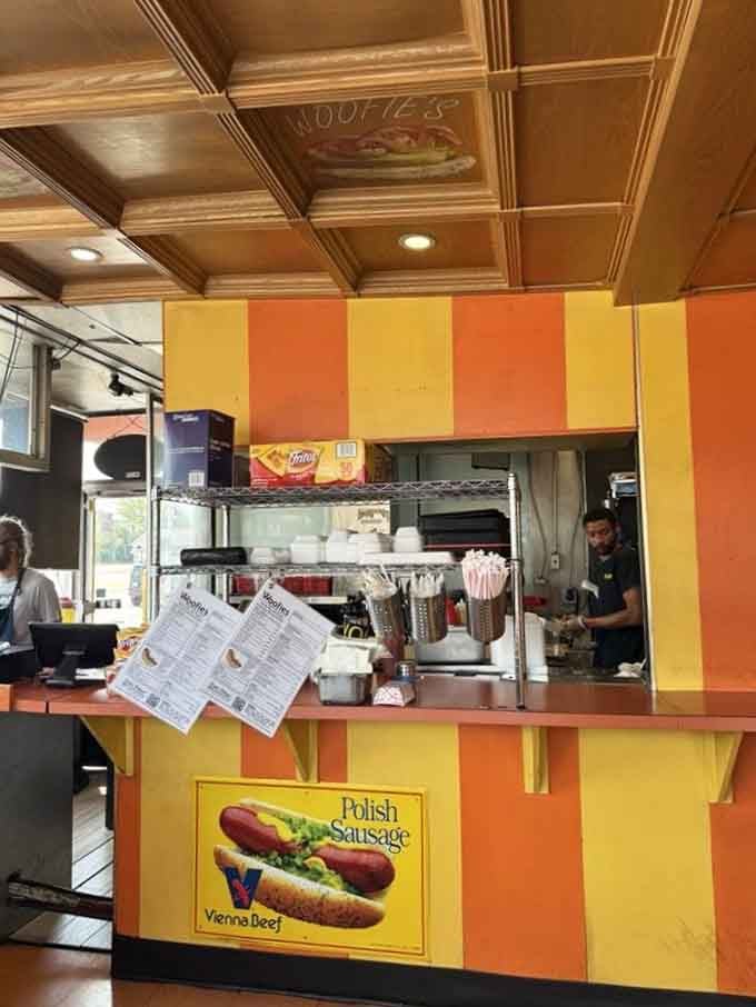 The order counter where hot dog dreams become delicious reality, one Vienna beef frank at a time.