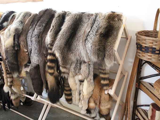 Fur pelts that remind you this is serious country living territory, where people actually know how to do things with their hands.