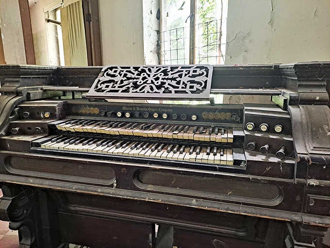 This pump organ provided sacred music for services, and possibly still provides soundtrack for unexplained nocturnal activities today.