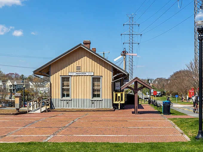 The vintage train depot sits perfectly preserved, connecting the past to the present in the most charming way.