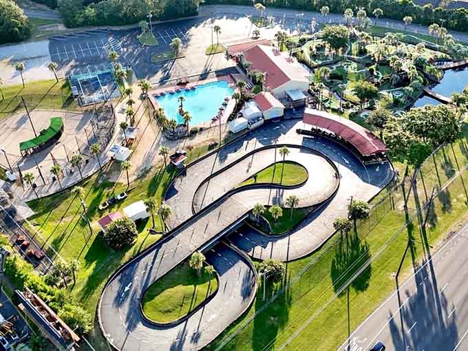 From above, the park looks like someone designed the perfect recipe for family fun and nailed it.