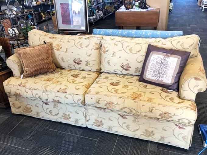 This couch has stories to tell and comfort to give, a perfect combination for any living room.