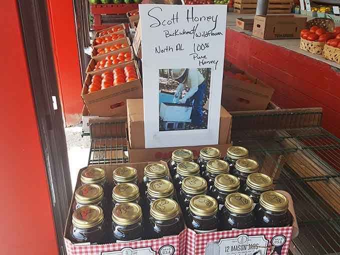 Local honey from actual beekeepers, not the suspicious squeeze bears that may or may not contain real honey.