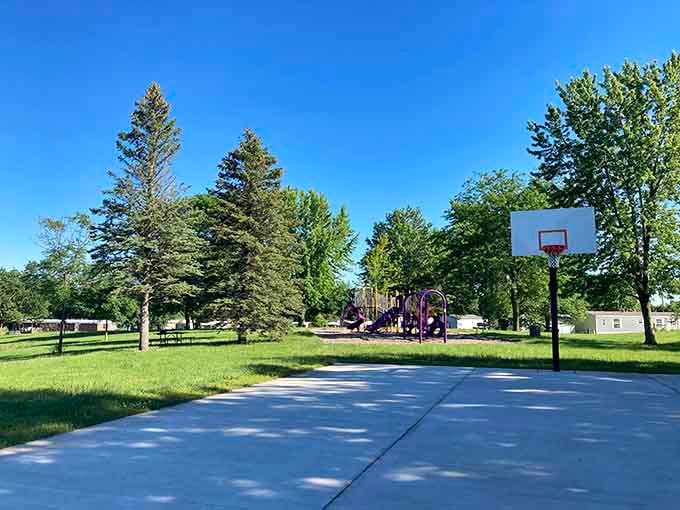 Basketball courts and open spaces prove that recreation doesn't require expensive memberships or complicated equipment purchases.
