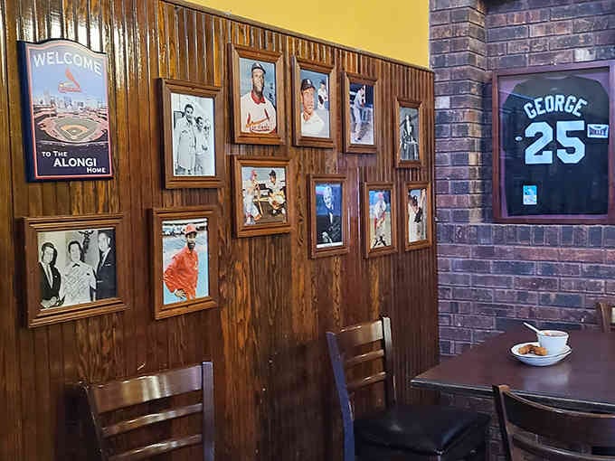 Vintage photographs and memorabilia cover the walls, turning dinner into a journey through decades of local history and tradition.