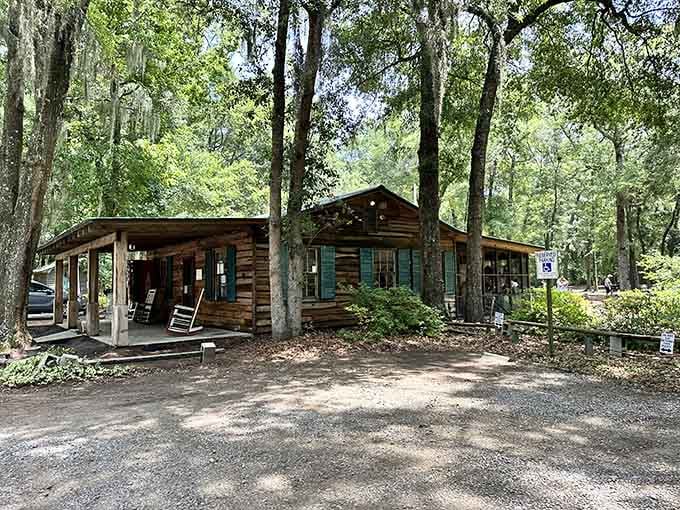 The rustic gift shop fits perfectly with the natural surroundings and old-world charm of the place.