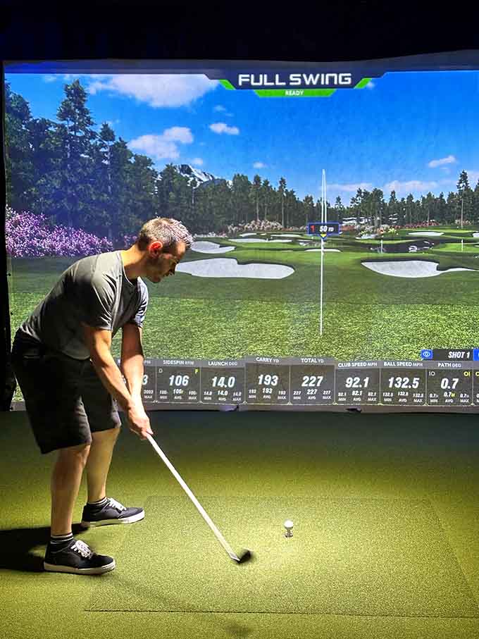 Virtual golf simulators: where you can play Pebble Beach without leaving Massachusetts or explaining your actual golf skills.