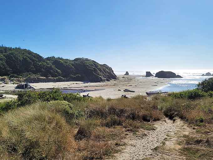Bandon State Natural Area stretches endlessly, perfect for contemplative walks or existential beach pondering.
