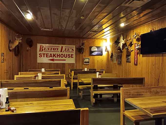 Rustic wood booths and hunting lodge vibes make you feel like you're dining at your favorite uncle's place.
