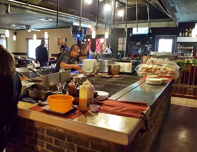 An open kitchen means they've got nothing to hide and everything to show off proudly here.