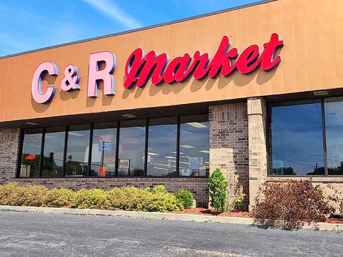 C&R Market's retro script signage proves small-town grocery stores still know how to make shopping feel personal.