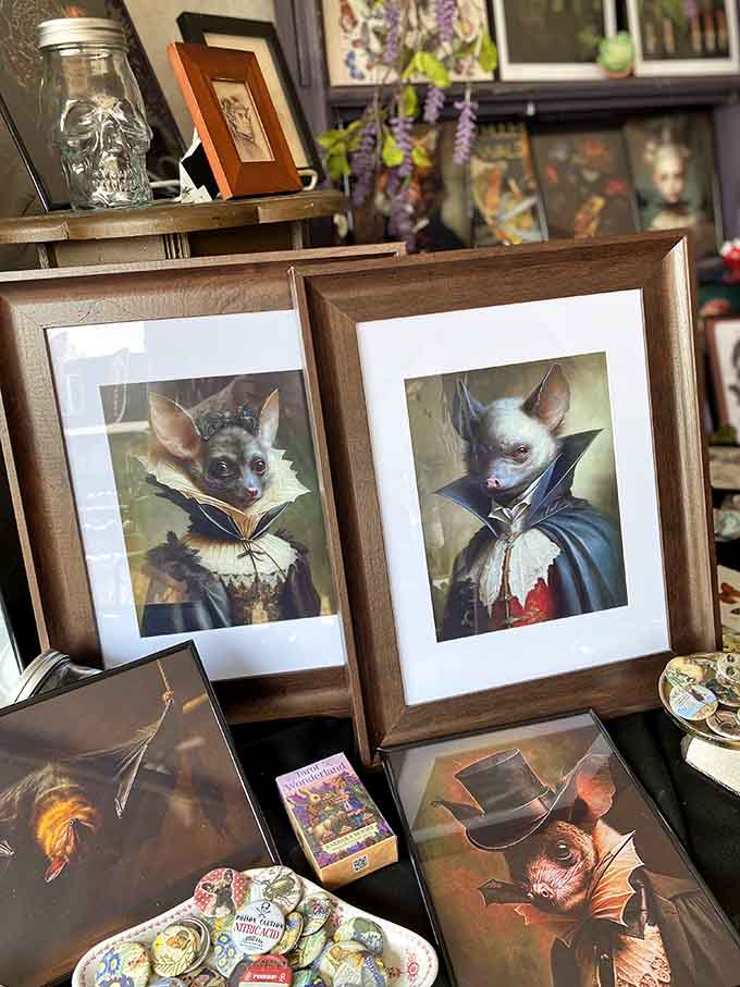 Whimsical animal portraits in period costume bring Victorian sensibility to modern walls, because your chihuahua deserves aristocratic representation too.