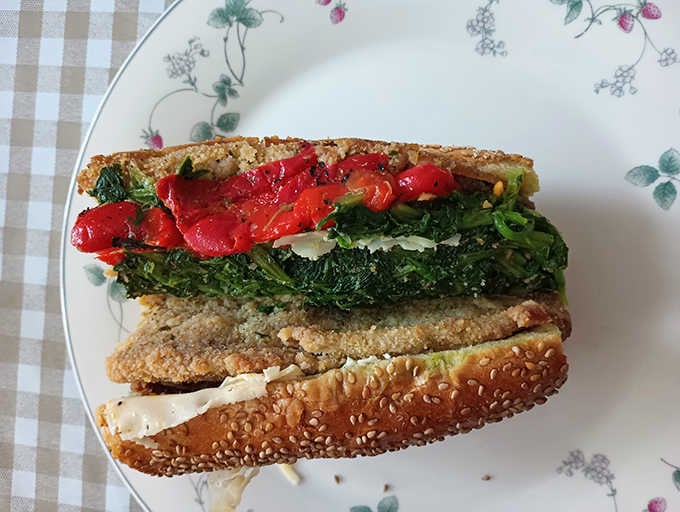Even vegetarians get the royal treatment with this colorful hoagie packed with fresh, vibrant garden ingredients galore.