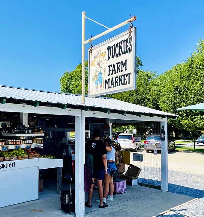 Fresh local produce sold from a stand that's more charming than entire shopping malls back home.