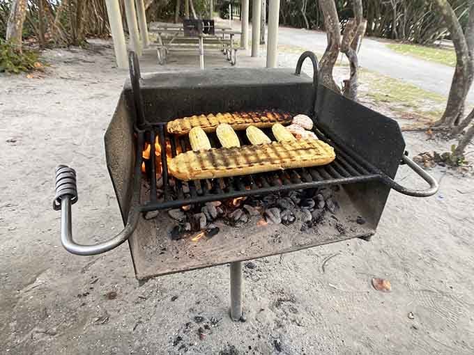 Someone's grilling corn the right way, and suddenly you're reconsidering your lunch plans.