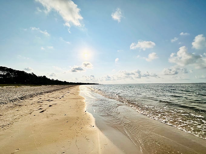 This beach whispers instead of shouts, offering peace and quiet instead of spring break chaos and inflatable unicorns.