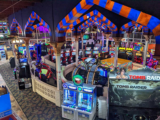 The arcade glows with possibility, where tickets mean prizes and every game offers another chance at glory.