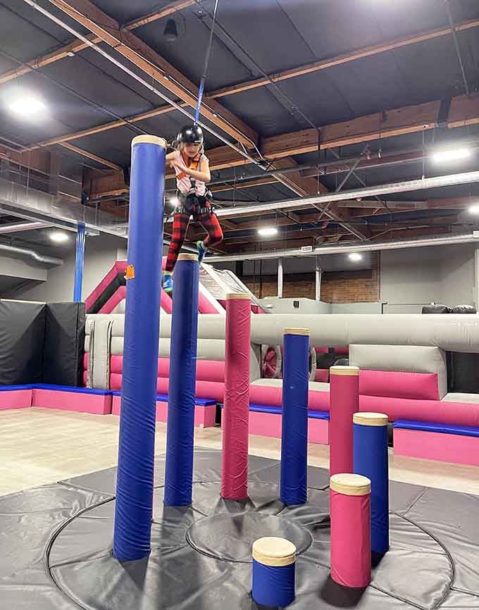 Climb these colorful poles and feel like a ninja warrior, minus the television cameras and intense commentary.
