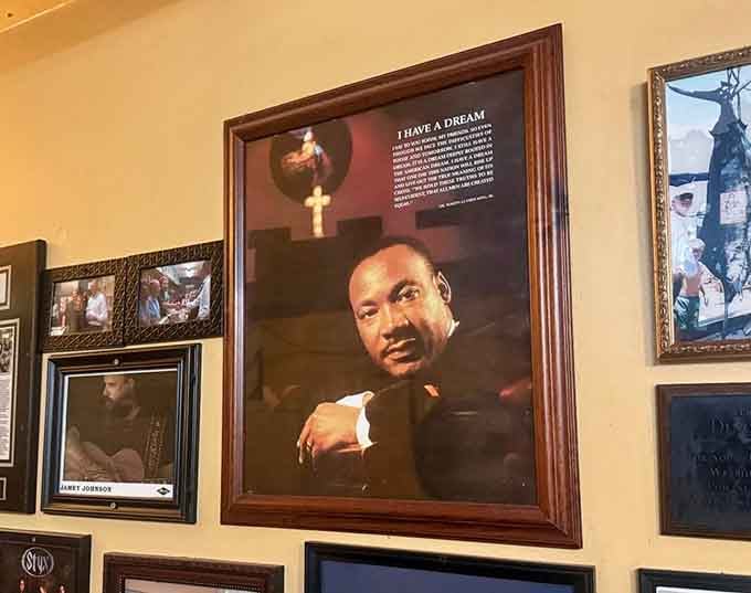 That's Dr. Martin Luther King Jr. on the wall, one of many luminaries who understood that greatness recognizes greatness.