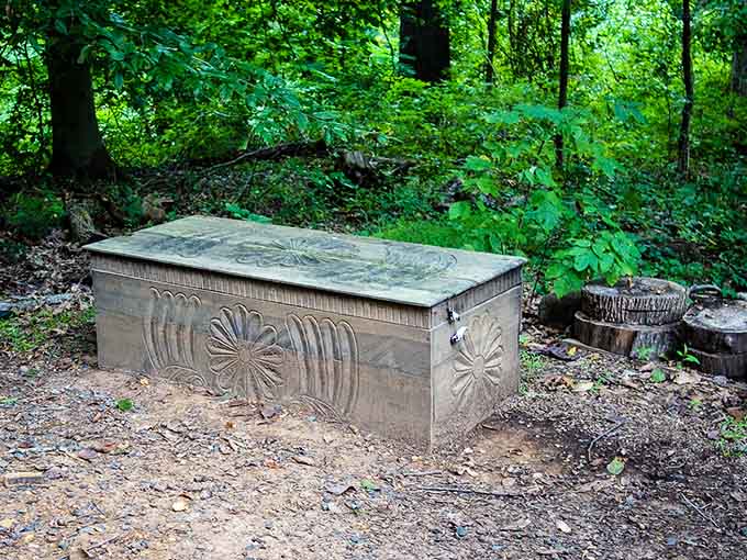 This ornate box has survived decades in the woods, which is more than most of us can say about our gym memberships.
