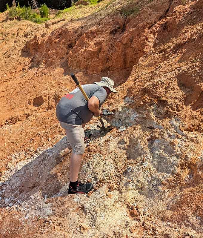 One man, one pickaxe, one dream of finding that museum-worthy crystal hiding just beneath the surface.