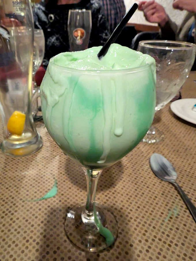 A minty green Grasshopper cocktail looks like something from a 1960s country club, and that's absolutely perfect here.