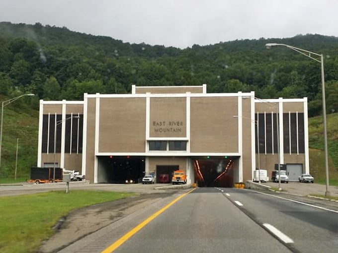 The portal stands ready for business, looking like a modernist sculpture that happens to serve thousands of daily commuters.