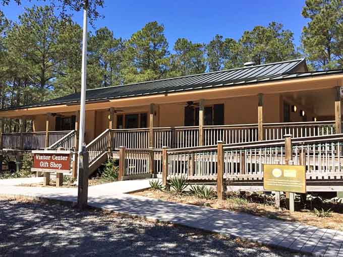 The visitor center welcomes weary travelers with information, supplies, and blessed air conditioning after that ride.