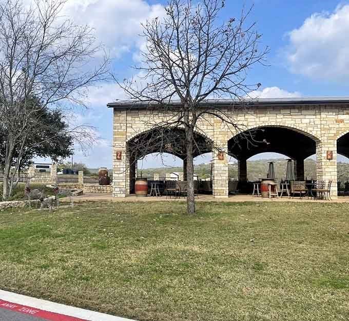 The covered patio where Hill Country breezes and fine wine create the perfect afternoon escape.