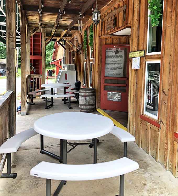 Outdoor seating lets you enjoy mountain air with your meal, because sometimes nature enhances the flavor.
