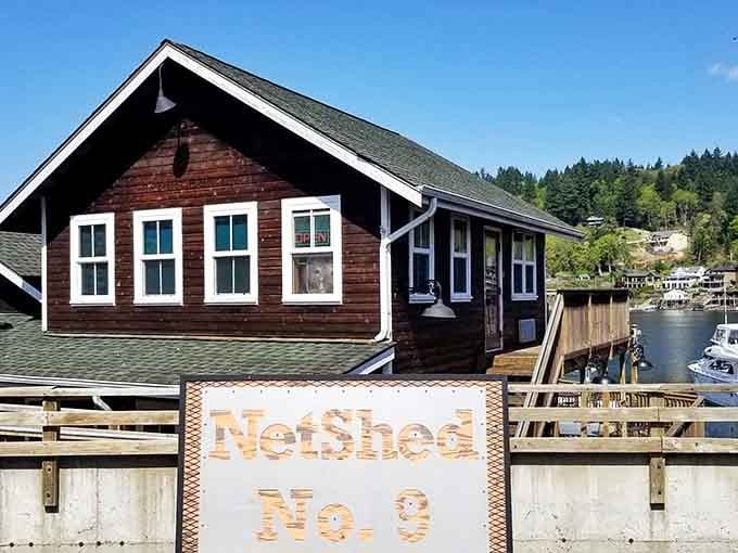 NetShed No. 9 stands as a rustic reminder that this harbor once meant serious business, not just pleasure.