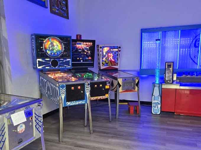 Classic pinball machines add the perfect soundtrack of bells and buzzers to your sugar-fueled afternoon adventure.
