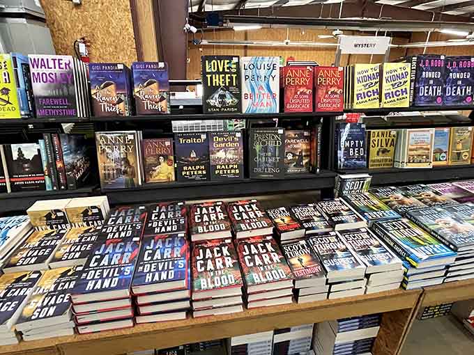 Mystery and thriller sections where plot twists lurk around every carefully organized corner.