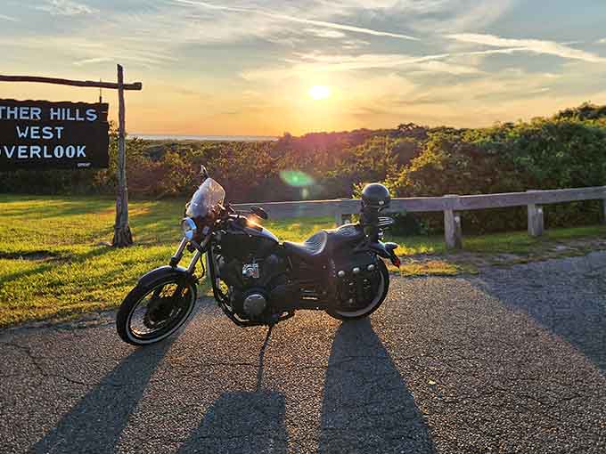Sunset views from the overlook that make every motorcycle journey worthwhile, Instagram-worthy without trying too hard.