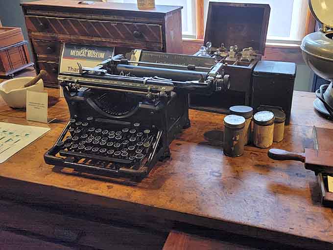 Even the typewriter here has witnessed things&mdash;probably typing up diagnoses that would shock us today completely.
