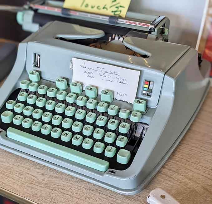 A mint-green typewriter that makes you want to write the Great American Novel immediately.