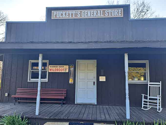Puckett's General Store facade recalls when stores sold necessities, not seventeen varieties of the same potato chip.