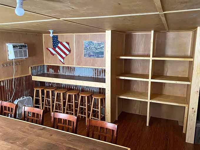 The bar area where happy hour means whatever time you decide to crack open that cooler.