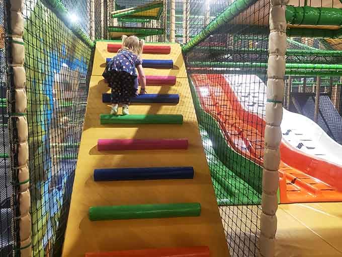 Rainbow ladder rungs make climbing more fun, which is basic playground science that somehow actually works perfectly.