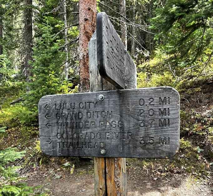 Trail signs point the way to ghost towns and mountain passes, your roadmap through Colorado's past.